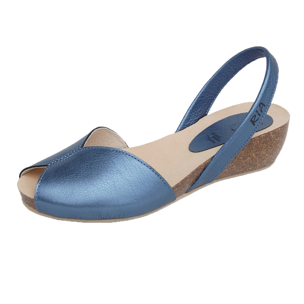 Rosalia Avarcas Cork Wedge in Blue – RIA Menorca Australia